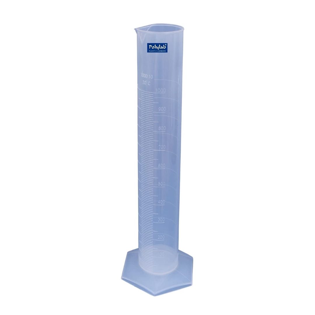 Polylab Plastic Measuring Cylinder (Hexagonal Base / 100 ml) - Lab Wale