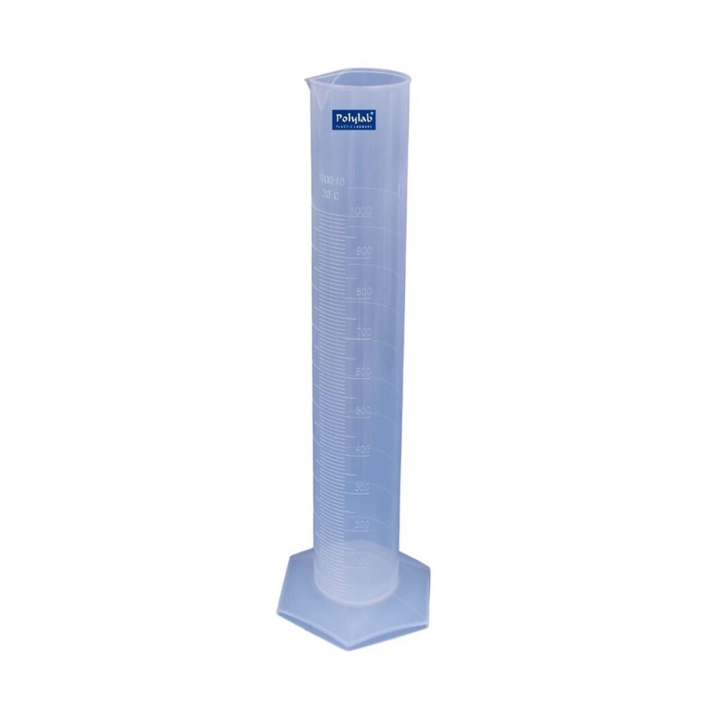 Polylab Plastic Measuring Cylinder (Hexagonal Base / 1000 ml) - Lab Wale
